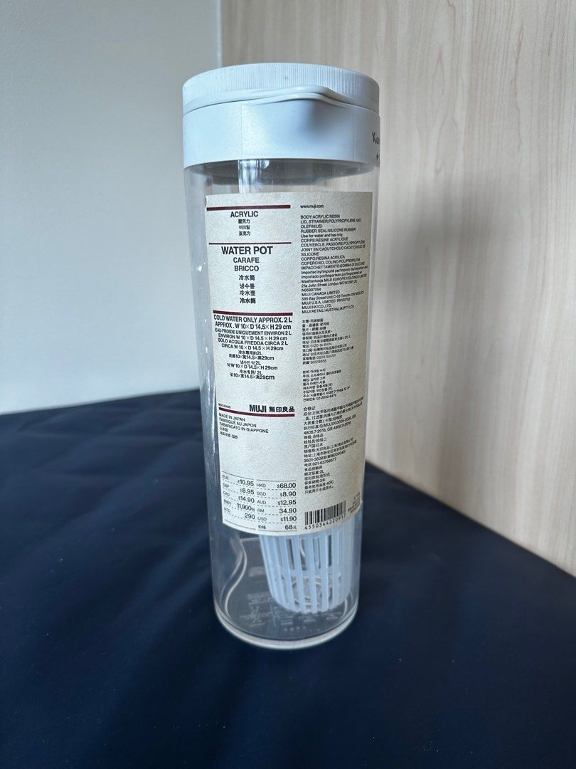 Muji acrylic water cold bottle/water pot, Furniture & Home Living ...