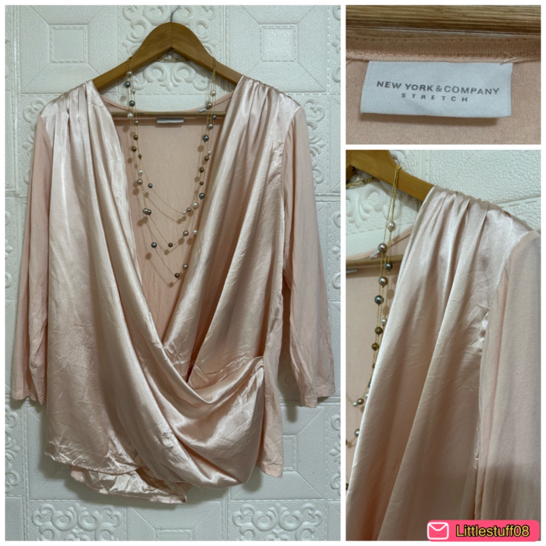 New York and Company Flesh Overlay Top, Women's Fashion, Tops, Blouses ...