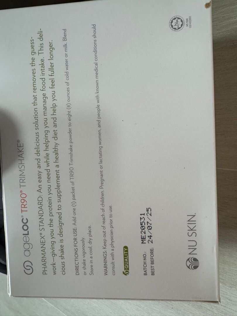 Nuskin ageloc tr90 trimshake, Health & Nutrition, Health Supplements ...