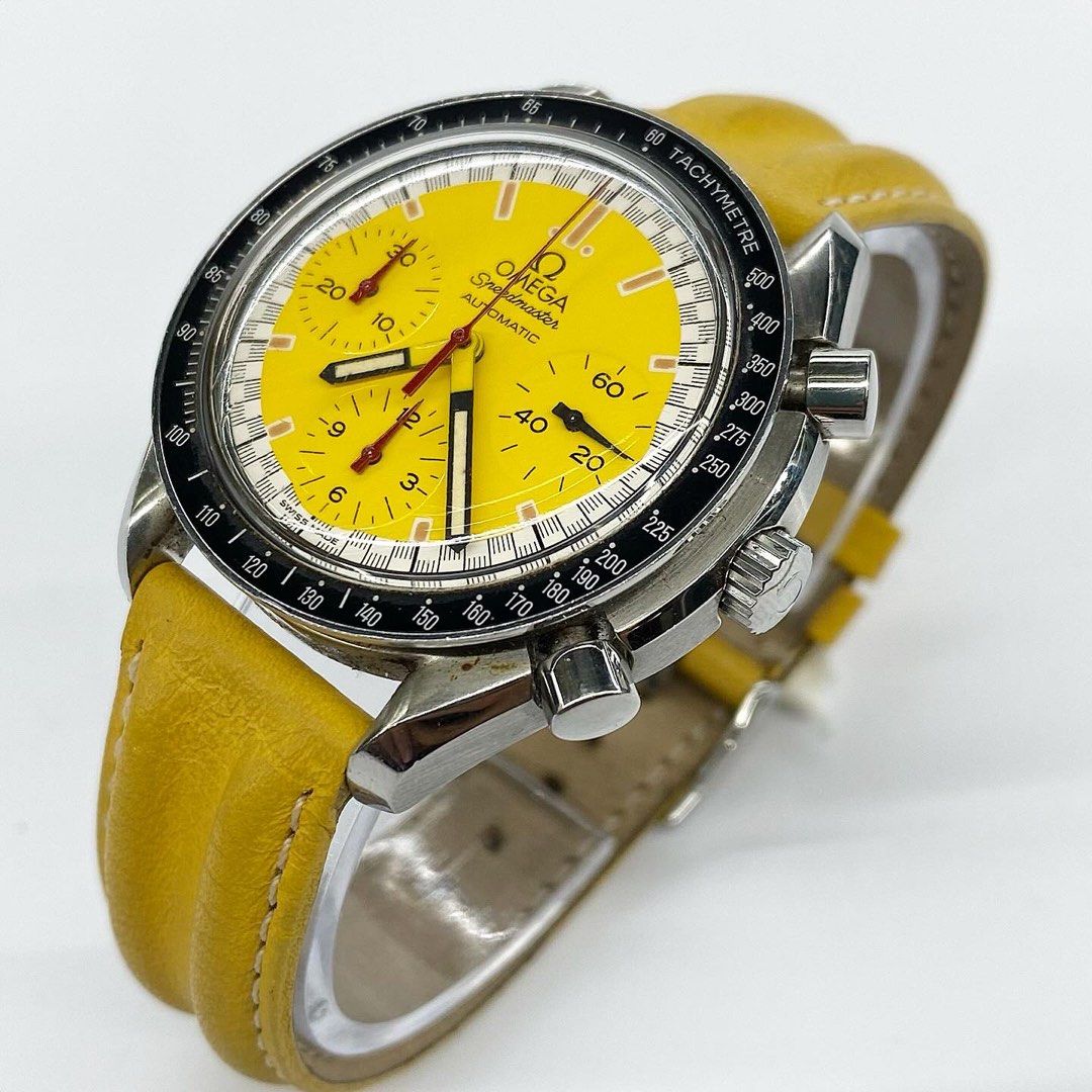 Omega Speedmaster Schumecher Yellow, Barang Mewah, Jam Tangan di Carousell