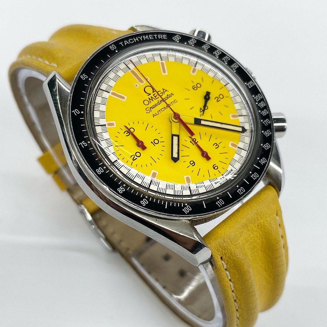 Omega Speedmaster Schumecher Yellow, Barang Mewah, Jam Tangan di Carousell