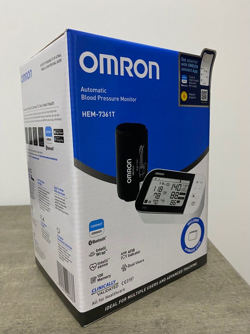 Omron HEM 7361T Upper Arm Auto Blood Pressure Monitor + AFIB Indicator ...