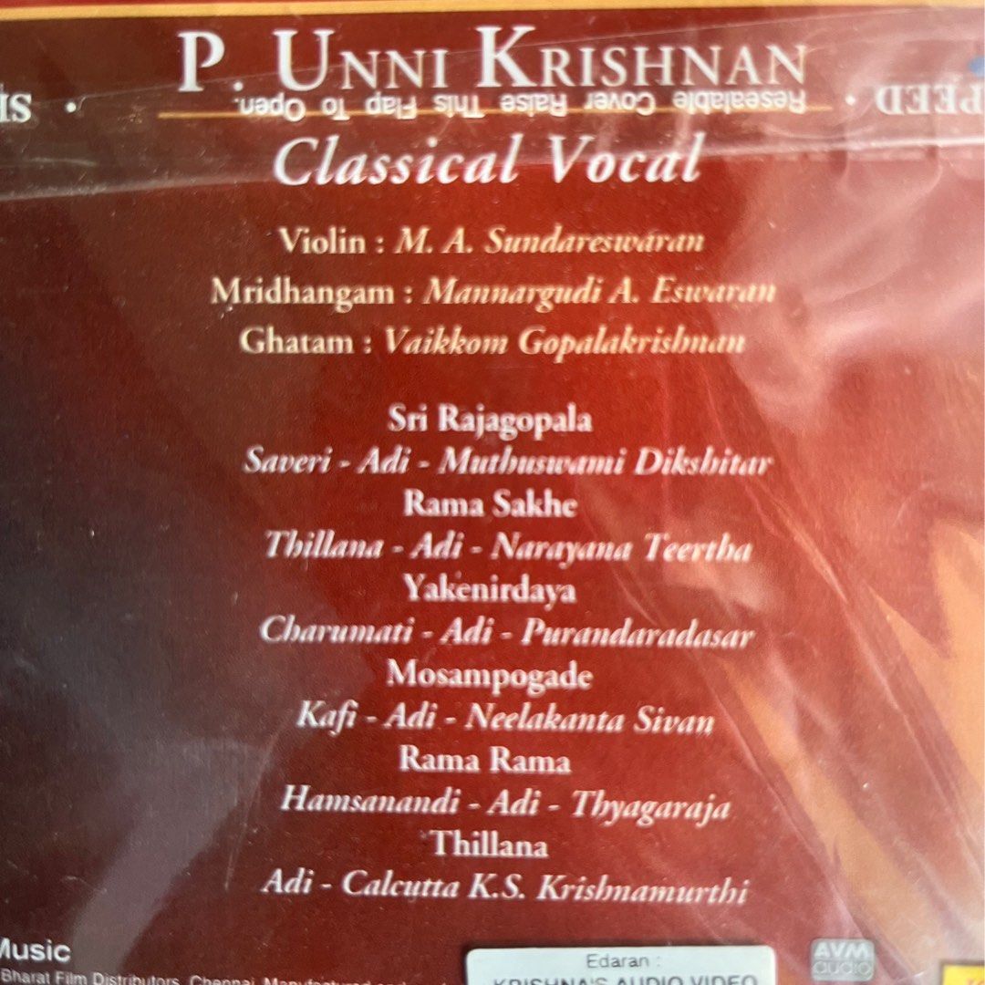 P UNNI KRISHNAN CLASSICAL VOCAL, Hobbies & Toys, Music & Media, CDs ...