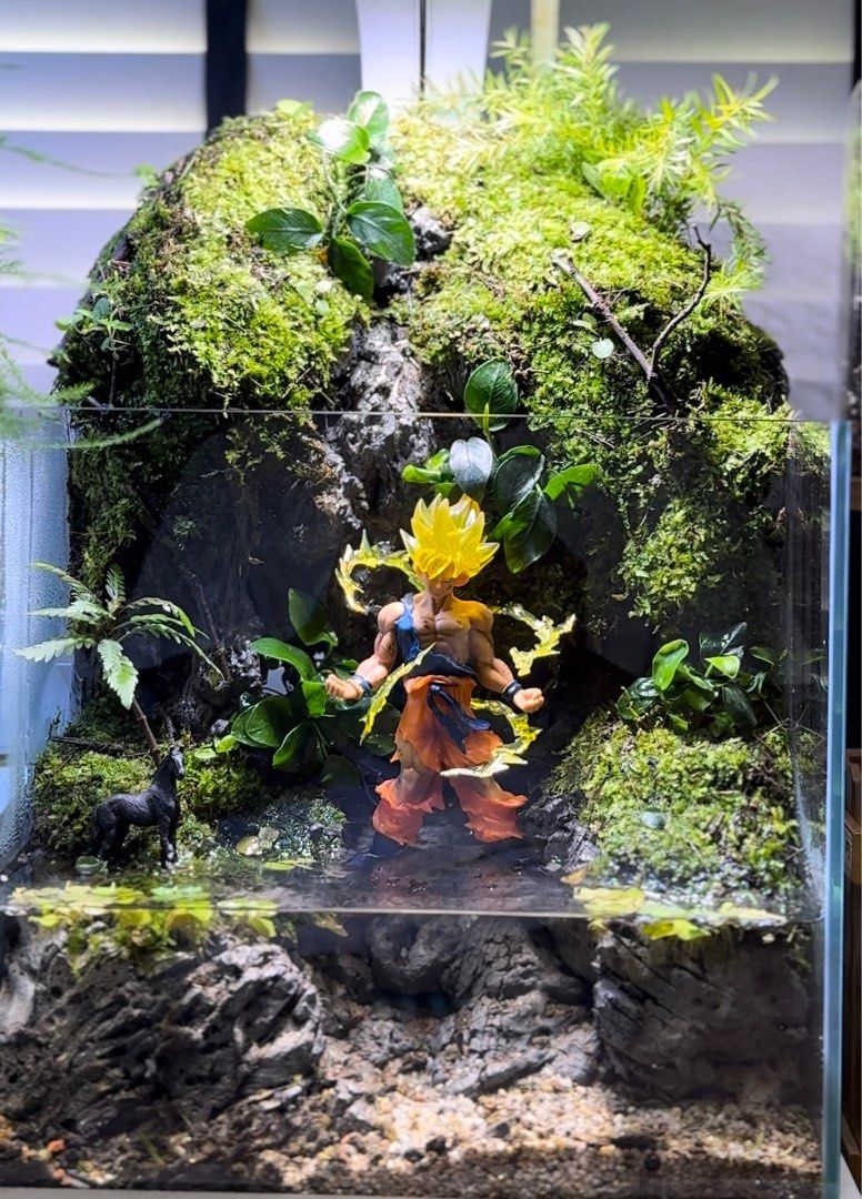 (Make to Order): Real Flowing waterfall Paludarium with Son Goku Anime ...