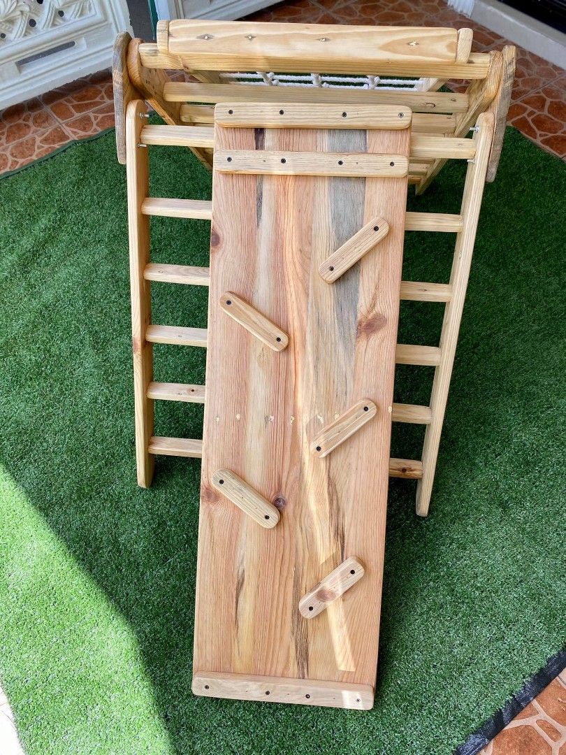 Pikler Triangle with FREE reversible ramp AND rope ramp, Babies & Kids ...