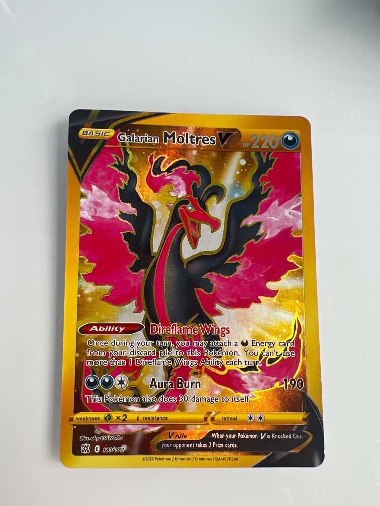 Pokémon card(Golden Galarian Moltres V, Hobbies & Toys, Toys & Games on ...