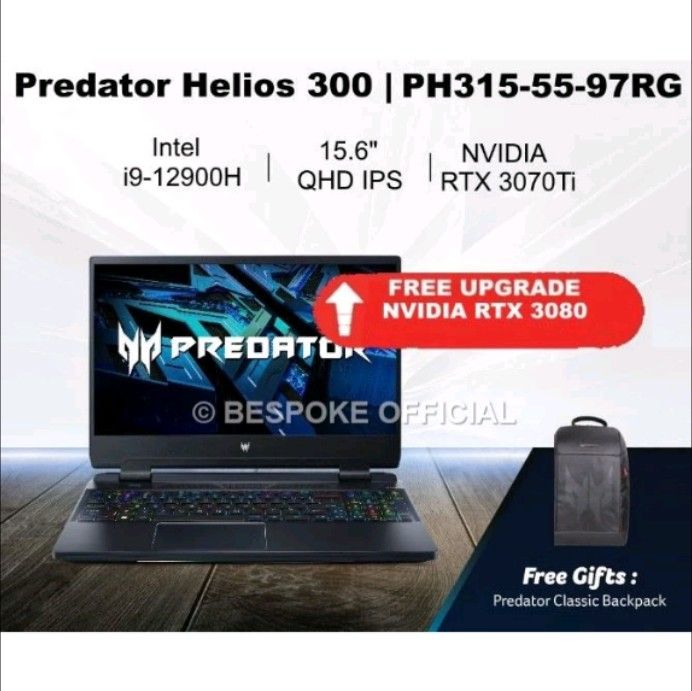 Predator Helios 300 PH315-55-97RG 15.6" QHD, Computers & Tech, Laptops ...