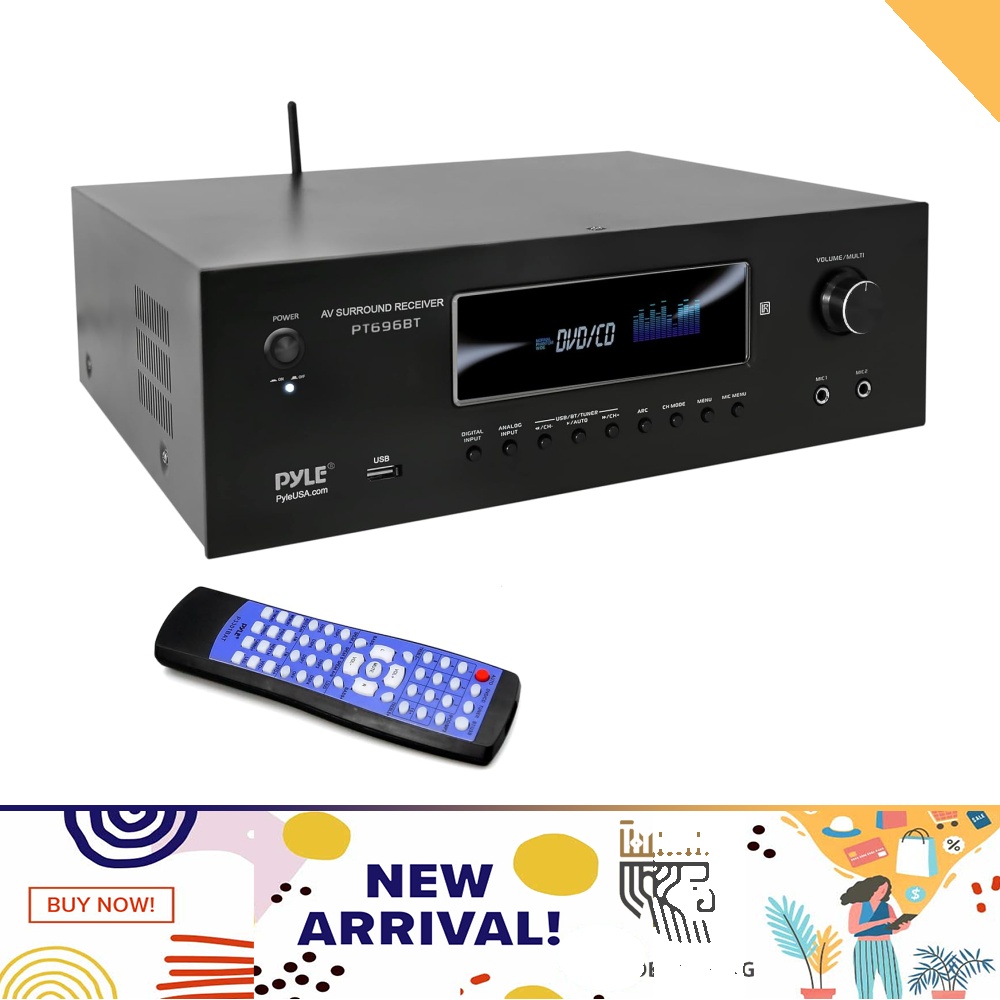 Pyle 1000W Bluetooth Home Theater Receiver - 5.2 Channel Surround Sound ...