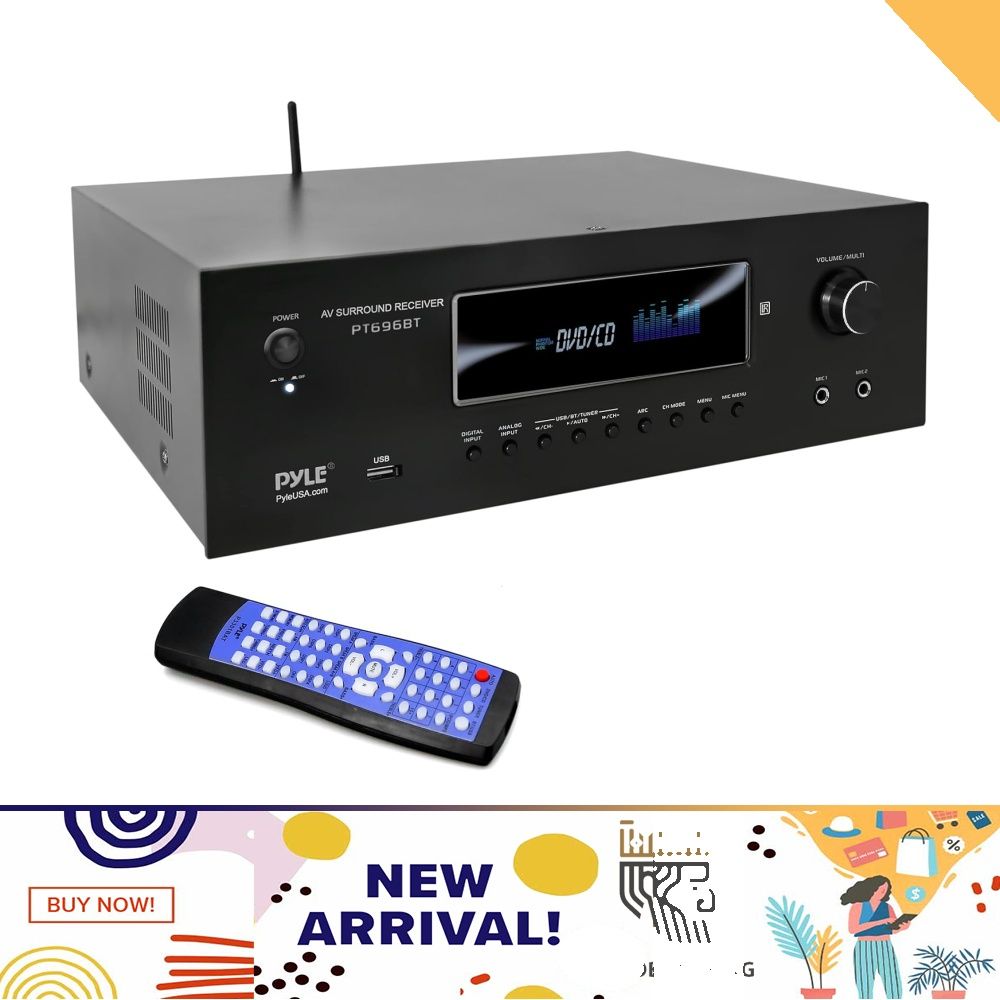 Pyle 1000W Bluetooth Home Theater Receiver - 5.2 Channel Surround Sound ...