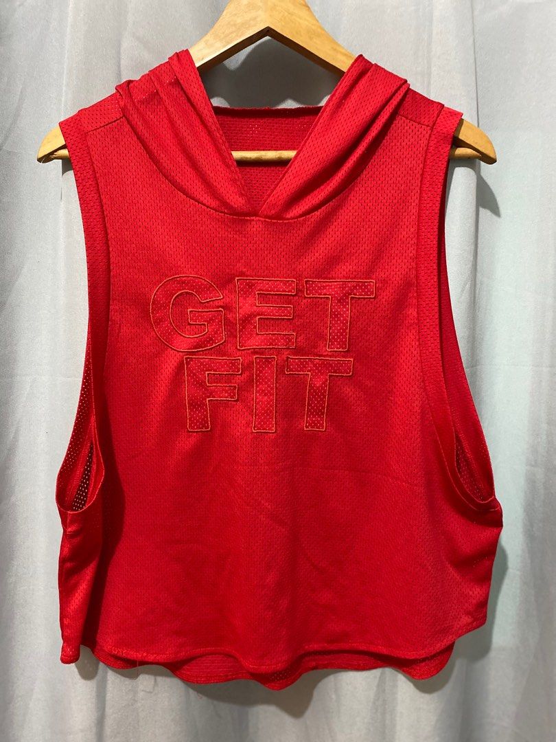 RED SINGLET WITH HOOD, Women's Fashion, Activewear on Carousell