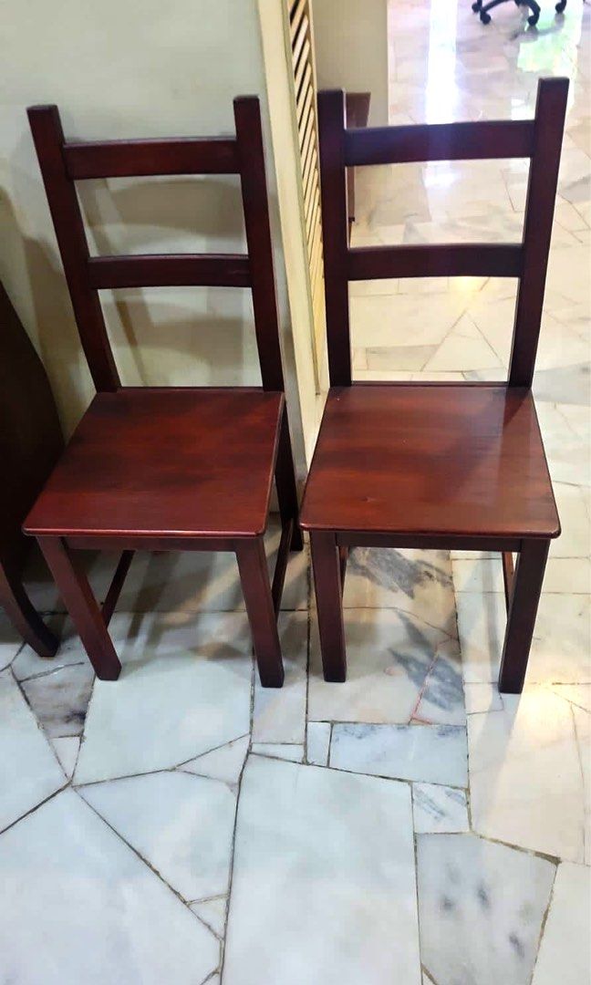 [Set of 2] Solid Wooden Chairs, Furniture & Home Living, Furniture ...