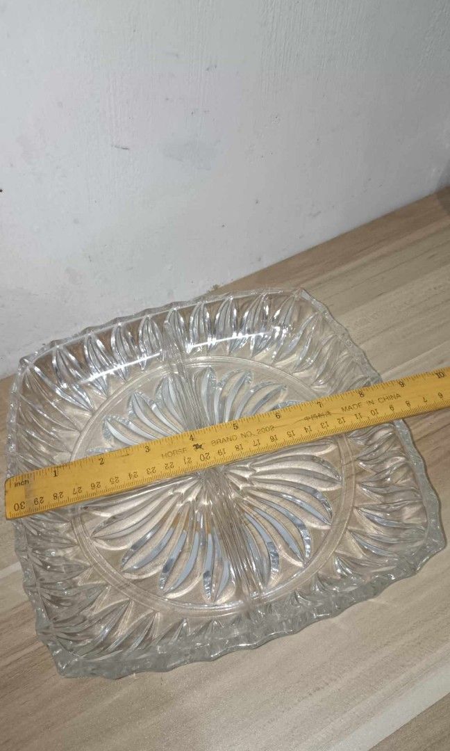 Thick divided square Crystal Snack serving tray platter, Furniture ...