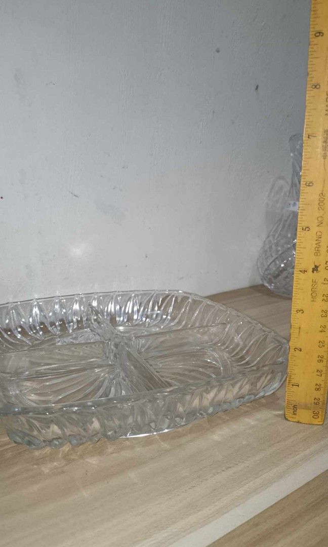 Thick divided square Crystal Snack serving tray platter, Furniture ...