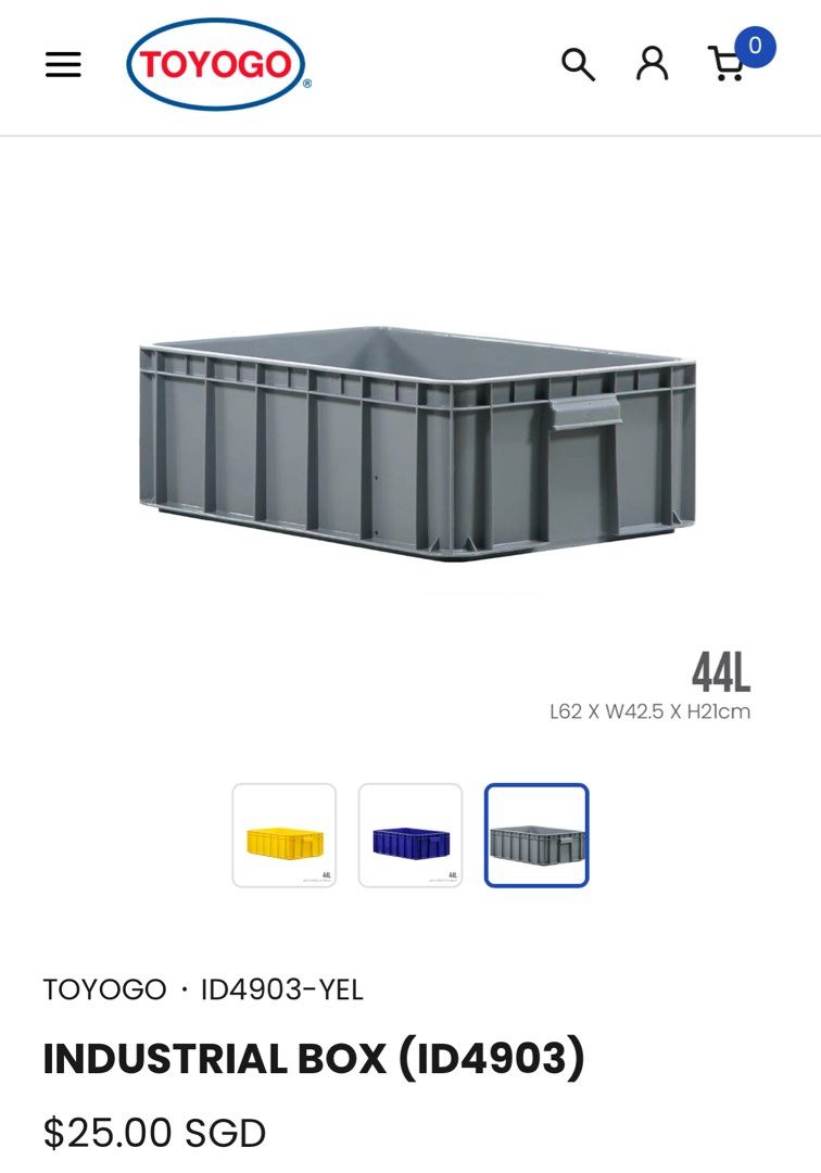 Toyogo Industrial Box 44L, Furniture & Home Living, Kitchenware ...