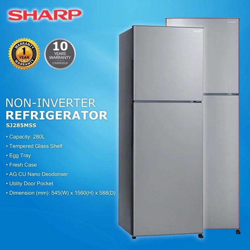 Used Sharp Refrigerator SJ285MSS, TV & Home Appliances, Kitchen ...