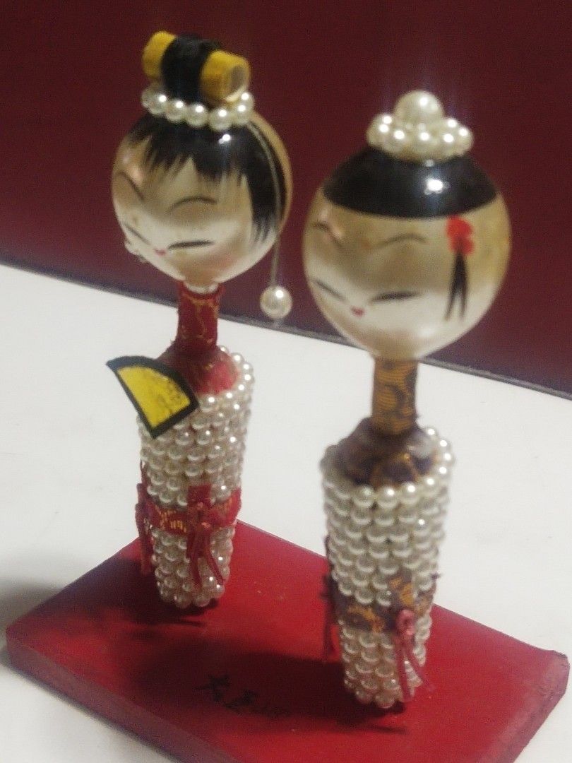 Vintage "Pearly Couple"/Kokeshi-style Jap dolls/Japan/1970s, Hobbies ...