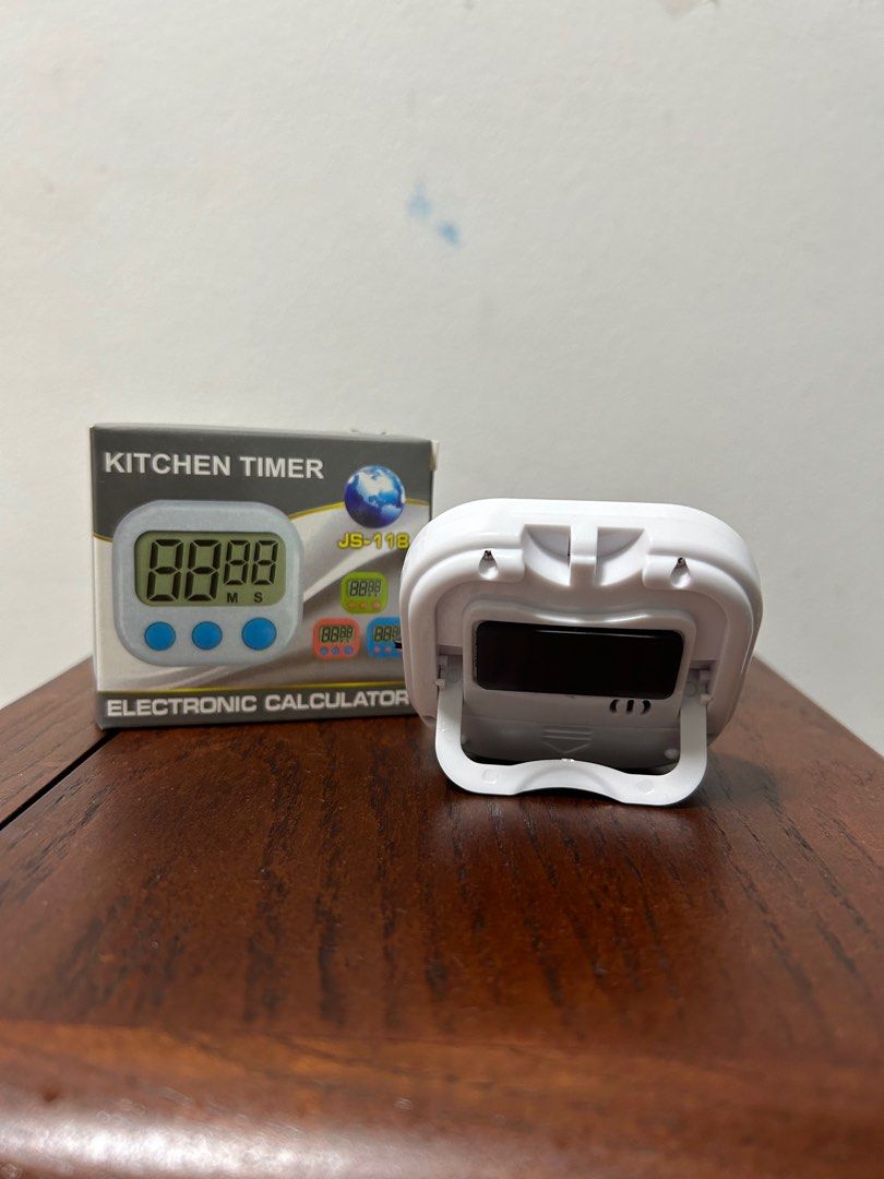 White digital timer magnet electronic calculator with stand up clip ...