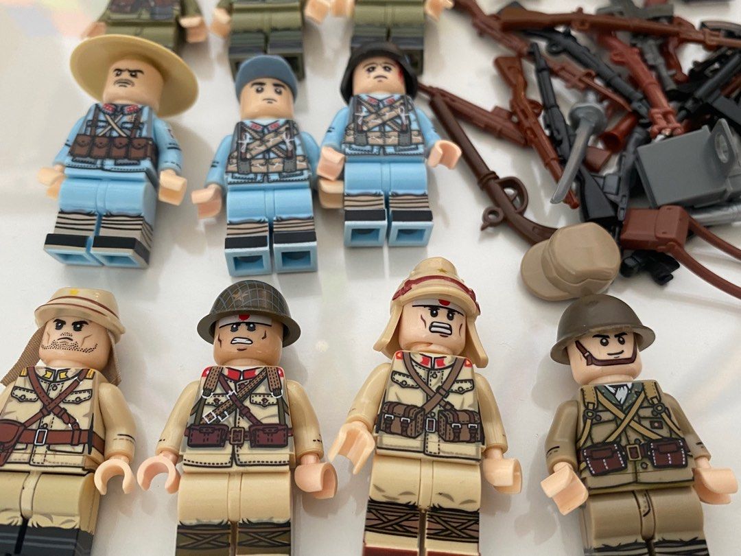 WW2 war military lego mini figures with FREE weapons and accessories ...