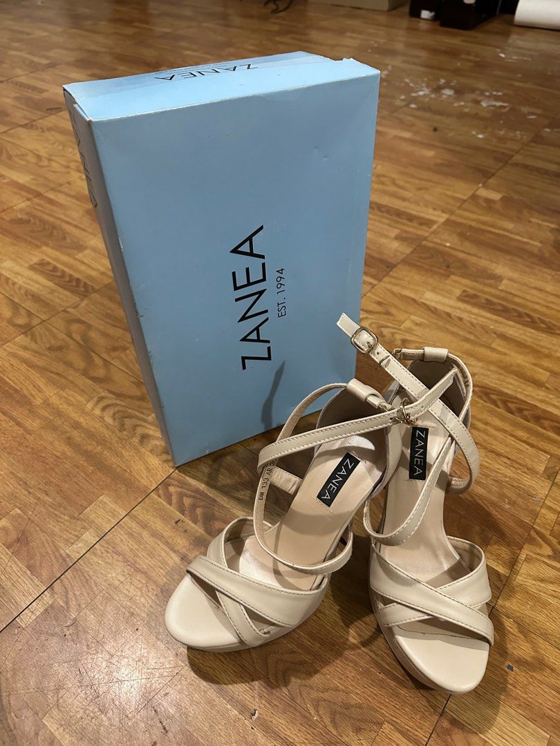 Zanea Strappy 4-inch Nude High Heels, Women's Fashion, Footwear, Heels ...