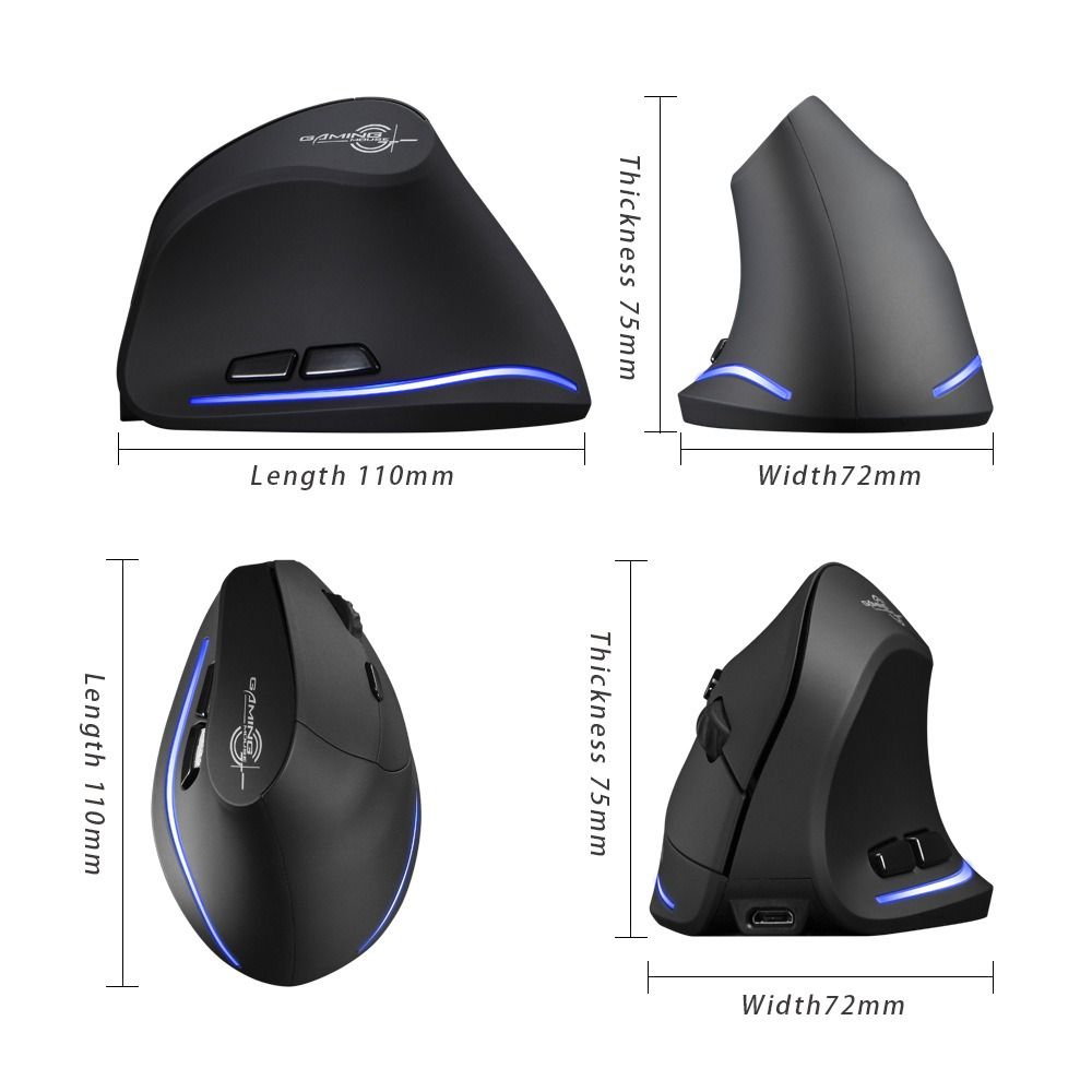 ZELOTES Master Vertical Wireless Charging Mouse 2.4G Vertical 2400DPI ...