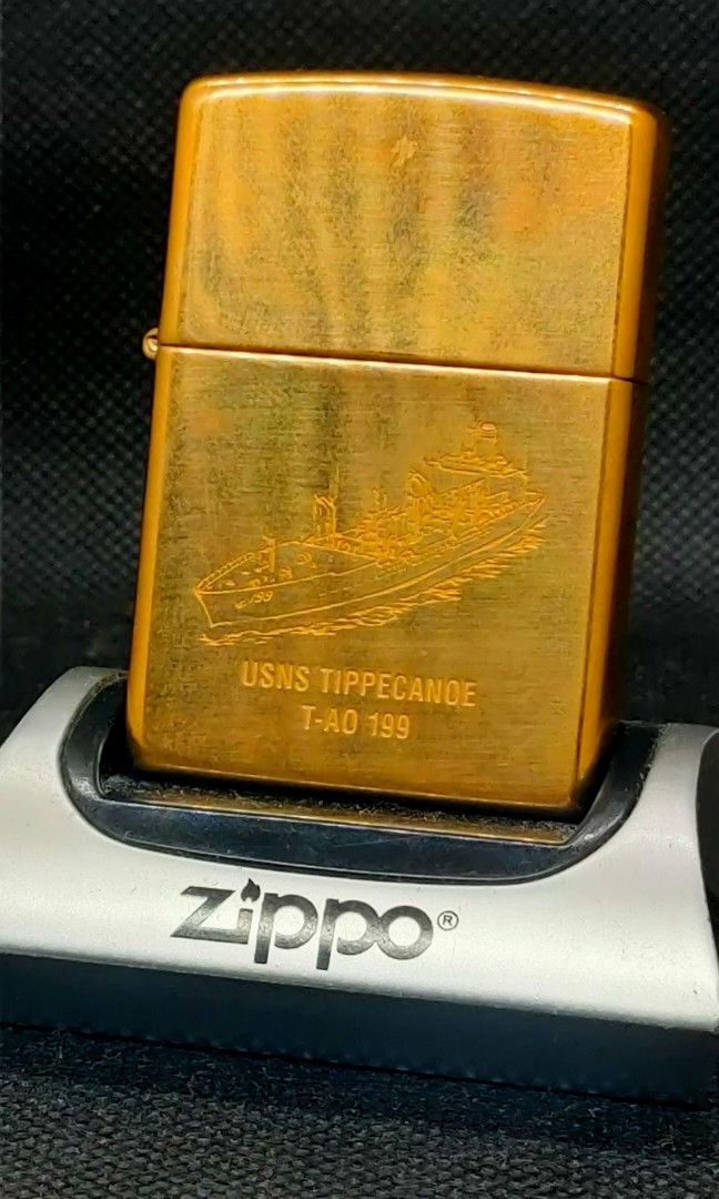 Zippo vintage solid brass USNS, Luxury, Accessories on Carousell