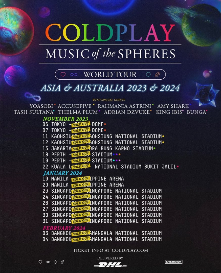 31 JAN Coldplay Concert Ticket (cat 7), Tickets & Vouchers, Event ...
