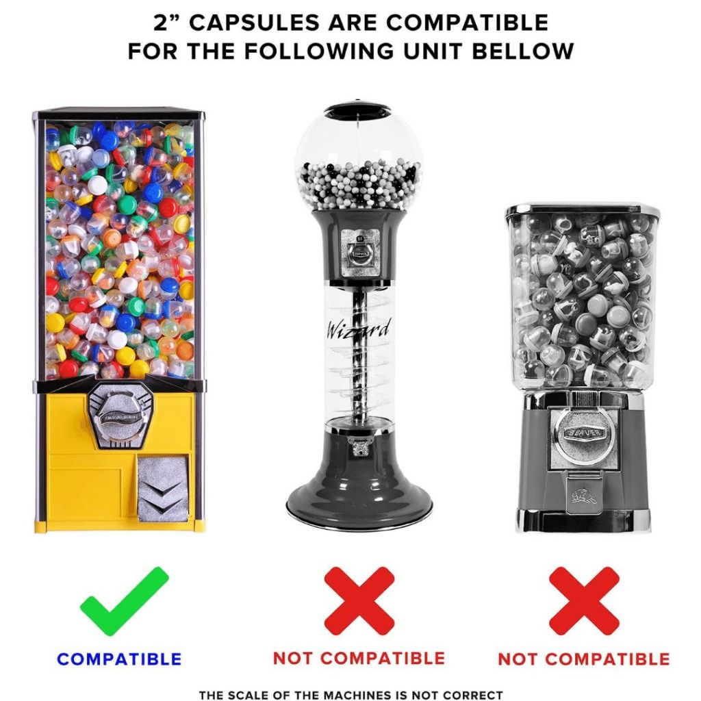 50MM SIZE Multi-Purpose Gachapon Vending Machine GumBall Capsule Balls ...