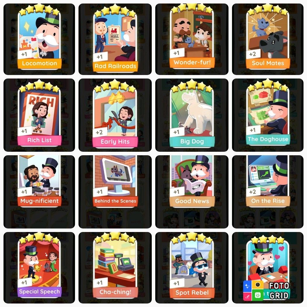 $4 up 5 stars monopoly go stickers (spot rebel, cha-ching, early hits ...