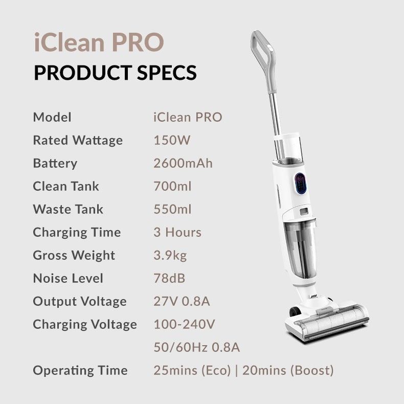 Airbot iClean Pro, Wet Dry Vacuum Mop, Cordless Portable Vacuum Cleaner ...