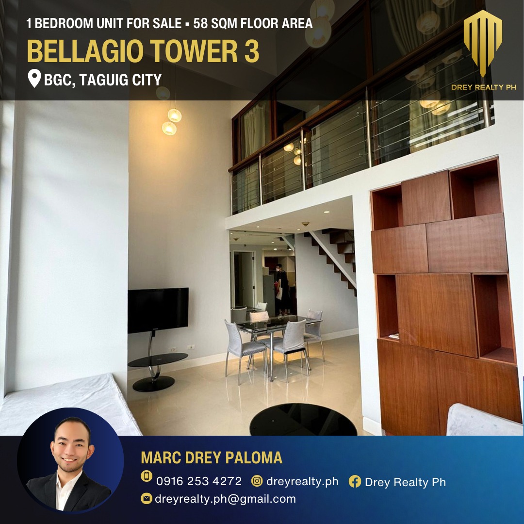 Bellagio Tower 3, 1 Bedroom Loft Type at 58 SQM Floor Area, in BGC ...