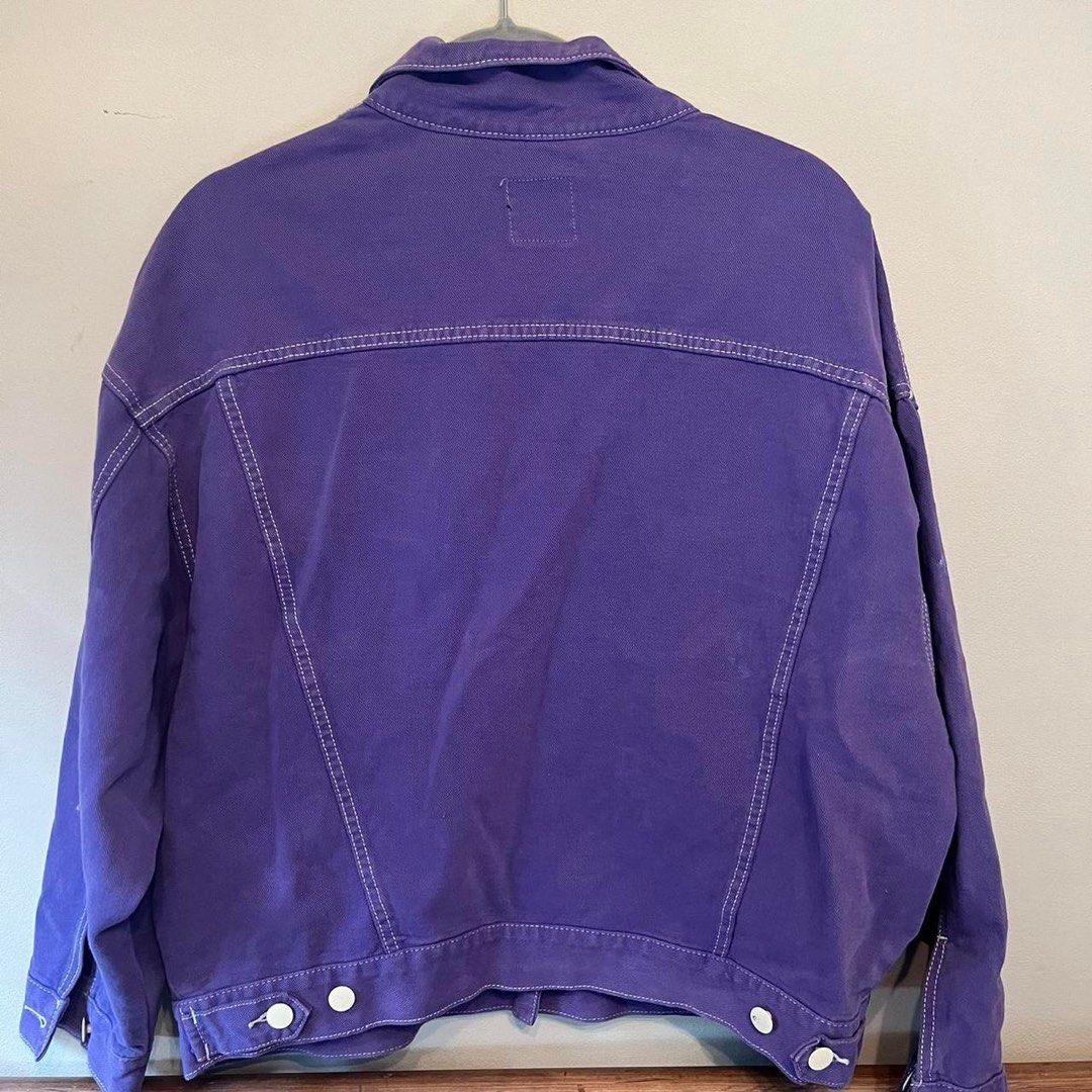 BERSHKA OVERSIZED PURPLE DENIM JACKET (S), Women's Fashion, Coats ...