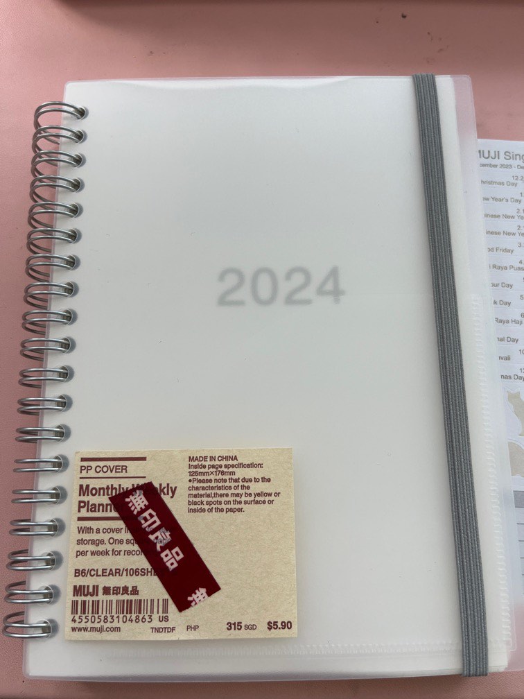 BN Muji 2024 monthly weekly planner, Hobbies & Toys, Stationery & Craft ...