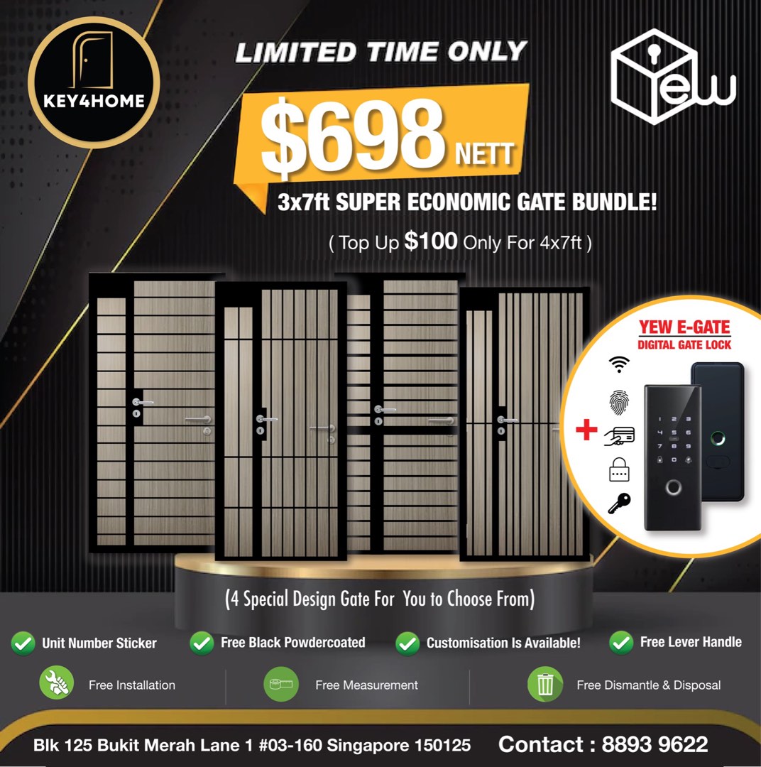 Bundle of Mild Steel Gate + Gate Digital Lock, Furniture & Home Living ...