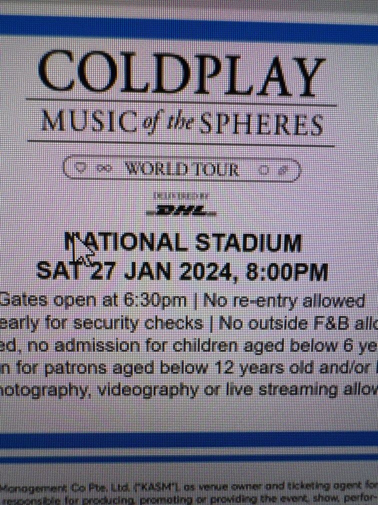 Coldplay Cat 2 tickets 27 Jan, Tickets & Vouchers, Event Tickets on ...
