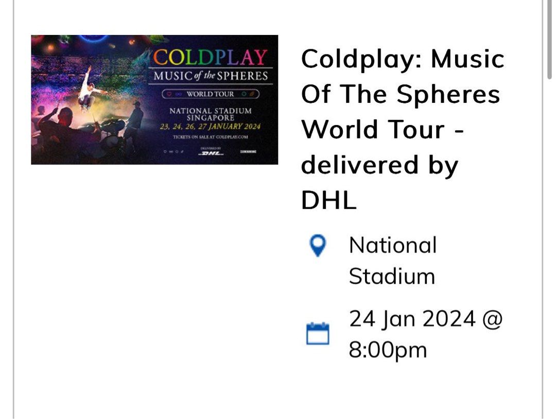 Coldplay Cat 3 x1 Ticket 24th Jan, Tickets & Vouchers, Event Tickets on ...