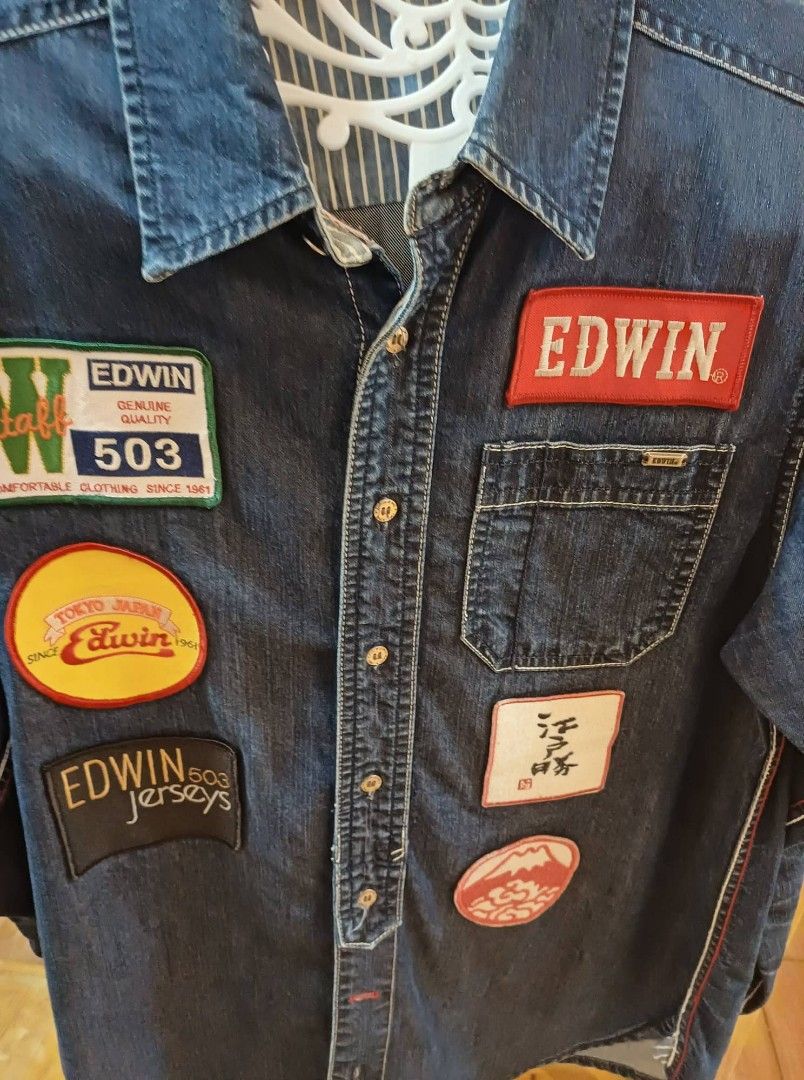 Edwin Denim Sleeve Polo Multipatch, Men's Fashion, Activewear on Carousell