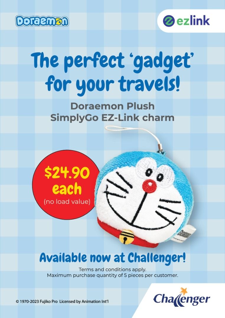 Doraemon Plush SimplyGo EZ-Link Charm, Tickets & Vouchers, Local Attractions & Transport on ...