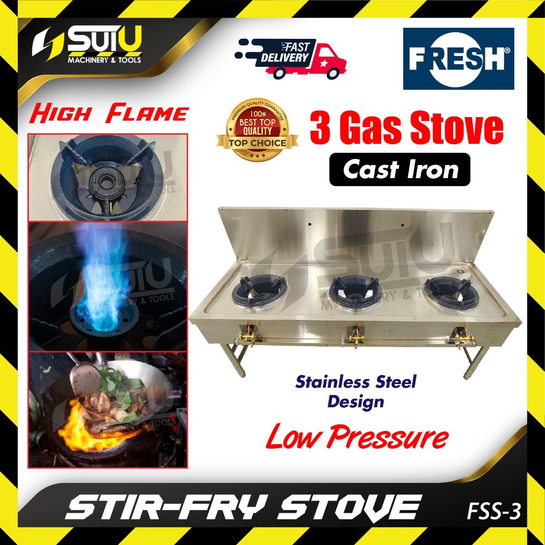 FRESH FSS-3 / FSS3 Triple Burner Gas Stove / Stir-Fry Stove / Gas Stove ...