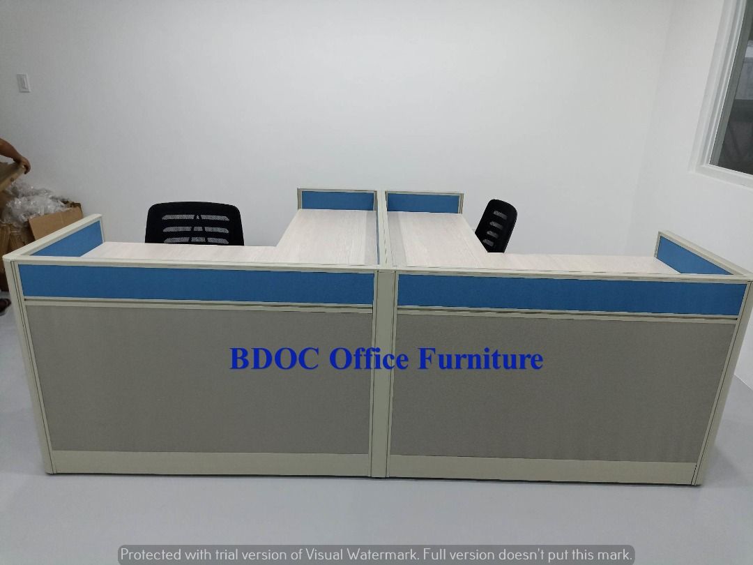 Gray and light blue full fabric office partition / office furniture ...