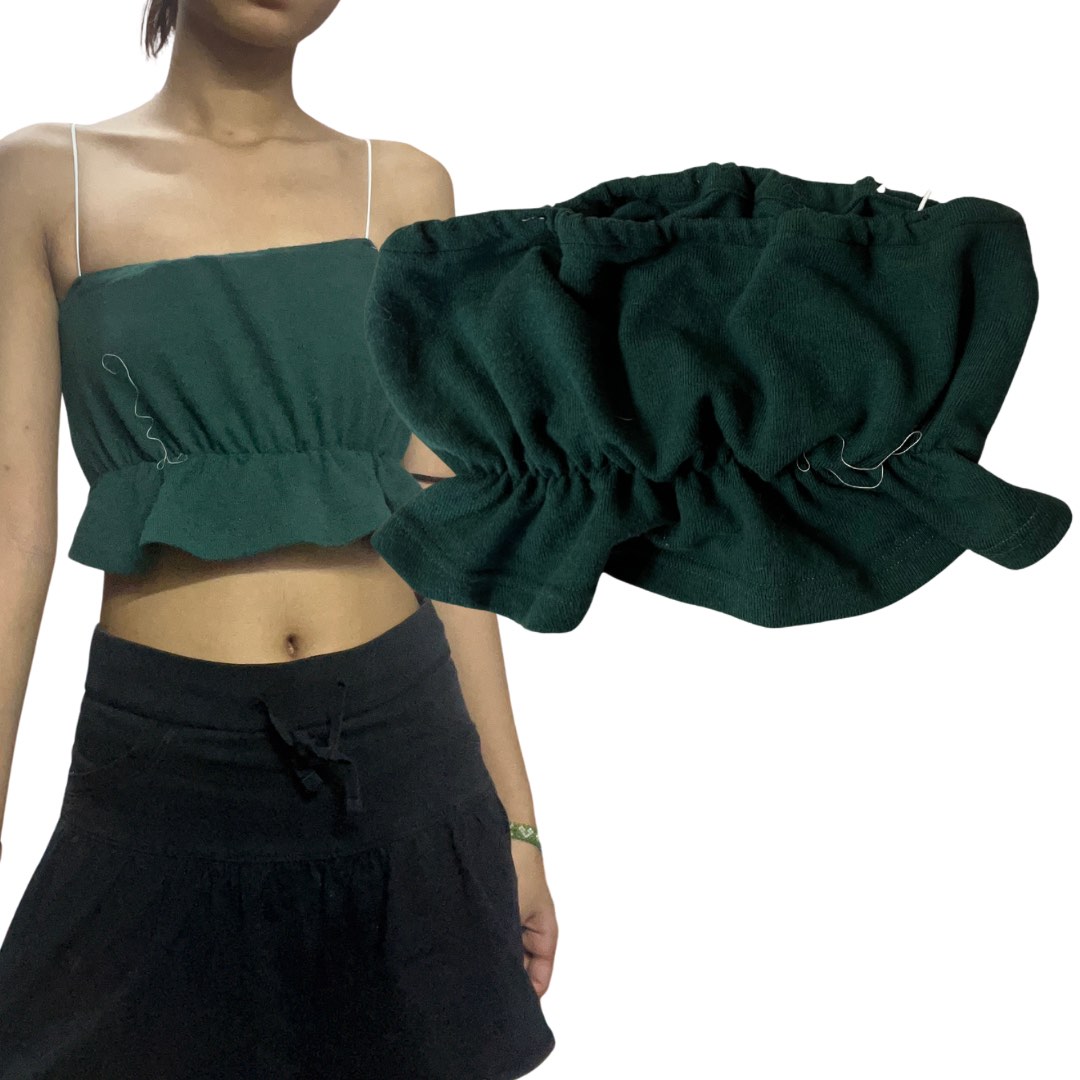 Green Crop Top, Women's Fashion, Tops, Blouses on Carousell