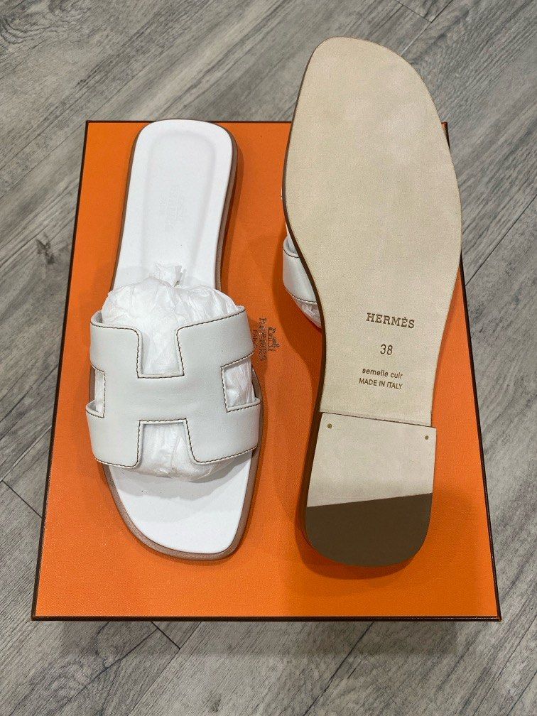 Hermes Oran White 38, Luxury, Sneakers & Footwear on Carousell