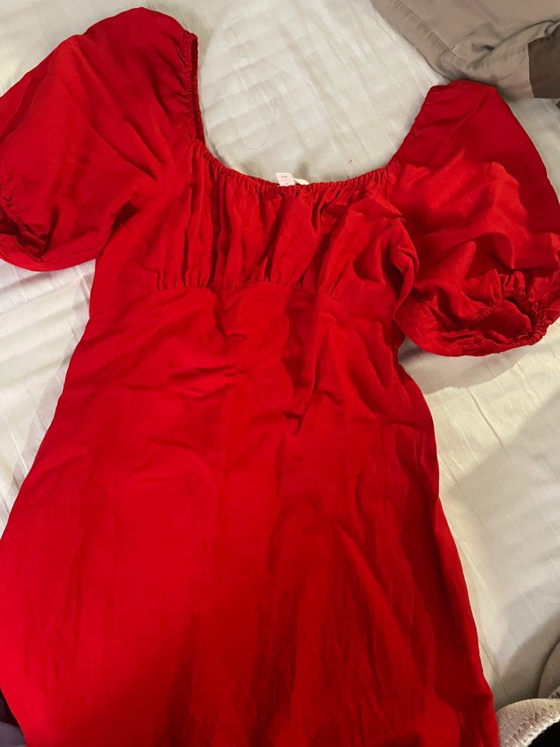 H&m red linen dress, Women's Fashion, Dresses & Sets, Dresses on Carousell