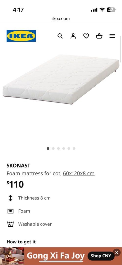 IKEA foam cot mattress, Babies & Kids, Baby Nursery & Kids Furniture ...
