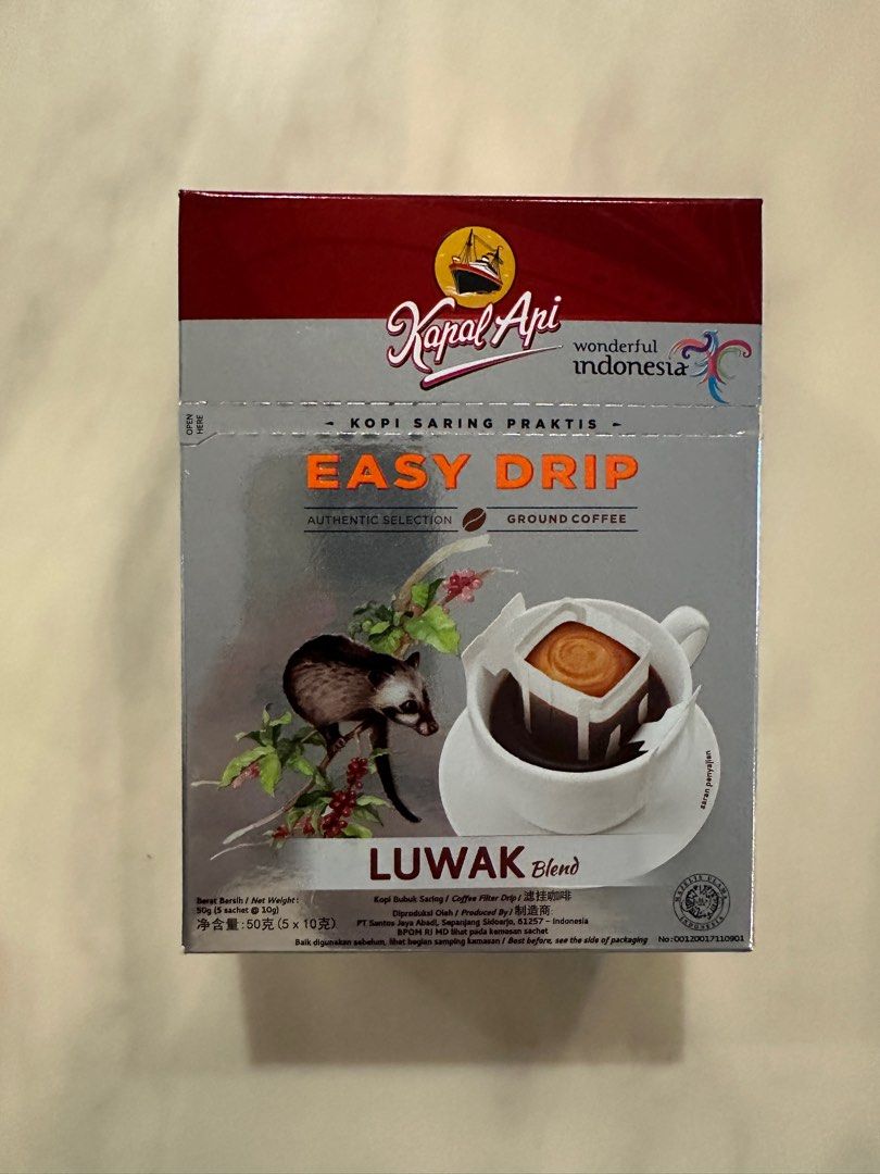 Kapal Api Easy Drip Luwak Blend, Food & Drinks, Beverages on Carousell