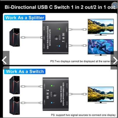 KCEVE USB-C Bi-Directional Switch (Dual Modes), Computers & Tech, Parts ...