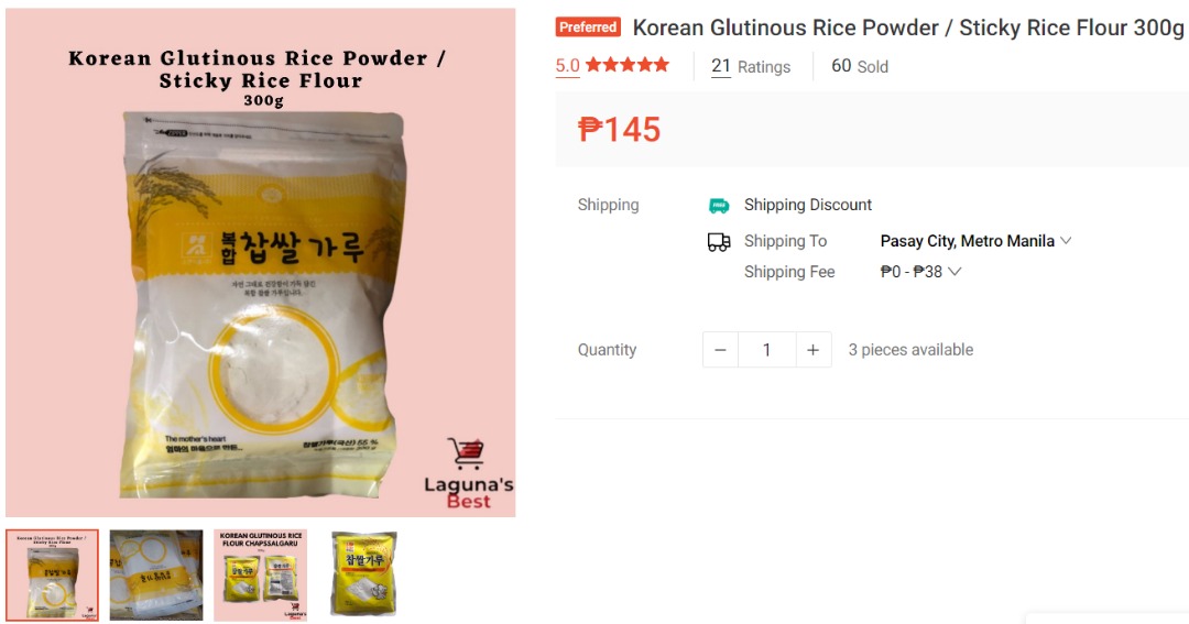 Korean Glutinous Rice Powder / Sticky Rice Flour 300g, Food & Drinks ...