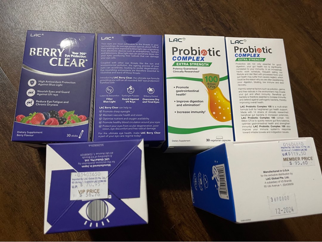 LAC Berry Clear and Probiotic Complex, Health & Nutrition, Health ...