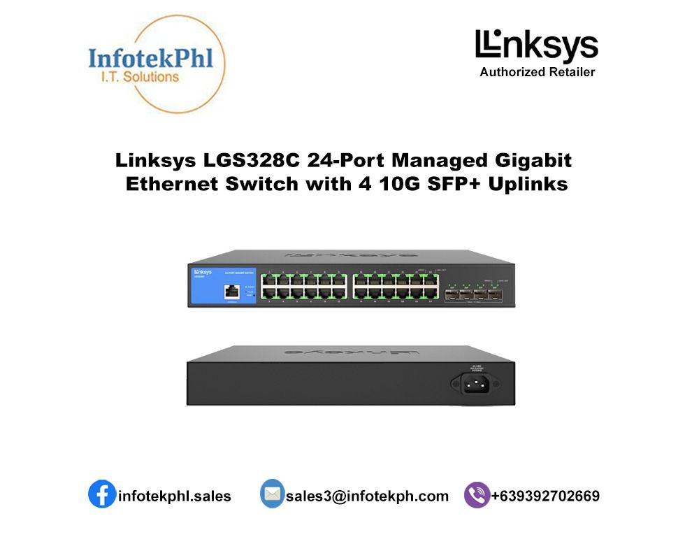 Linksys LGS328C 24-Port Managed Gigabit Ethernet Switch with 4 10G SFP+ ...