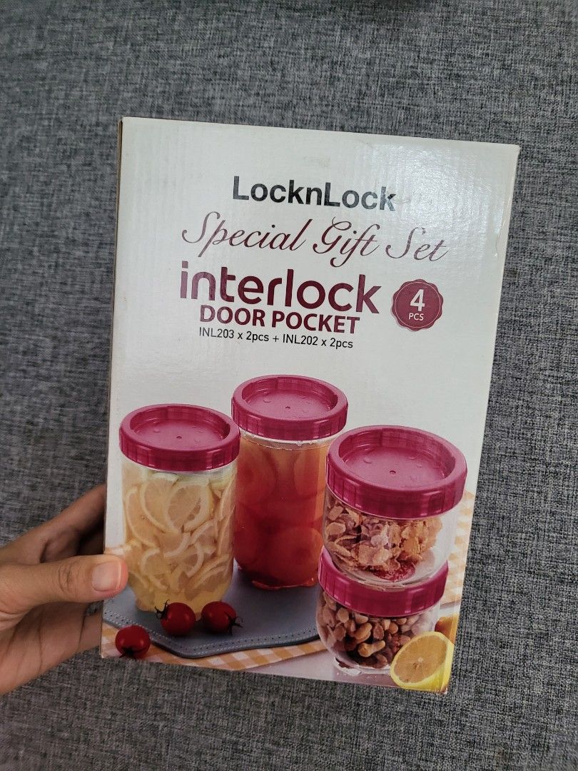 LocknLock Gift Set Interlock Door Pocket 4pcs, Kitchen & Appliances di Carousell