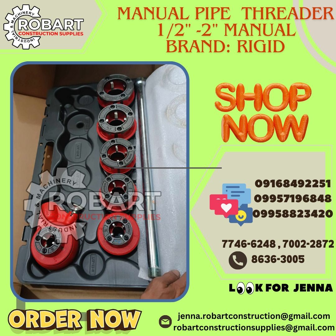 Manual pipe threader 1/2'' -2'' Manual brand: RIGID, Commercial ...